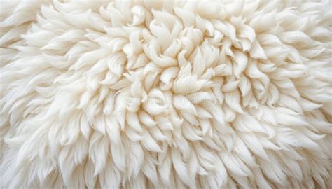 Luxurious White Sheep Wool Texture Soft Fluffy Background Stock