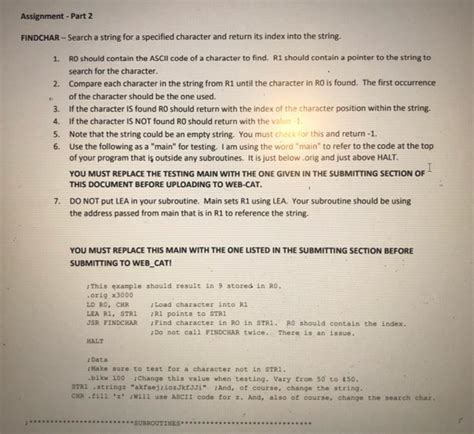 Assignment Part 2 Findchar Search A String For A