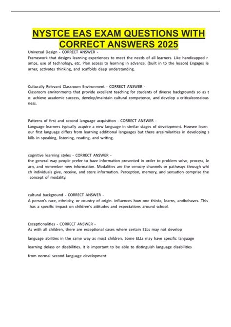 Nystce Eas Exam Questions With Correct Answers 2025 Nystce Eas Stuvia Us
