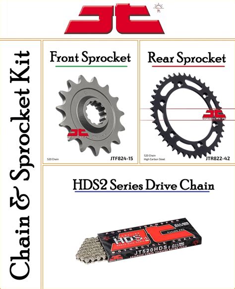Chain And Sprocket Kit With A Jt Hds2 520 Pitch 106 Link Nickel Chain