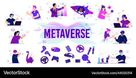 Metaverse flat icons collection Royalty Free Vector Image