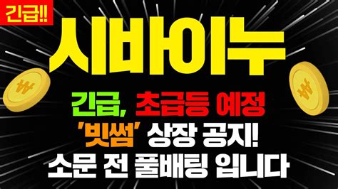 긴급 초급등 예정빗썸 상장 공지 소문 전 풀배팅 입니다 시바이누시바이누코인 시바이누전망 시바이누호재 빗썸