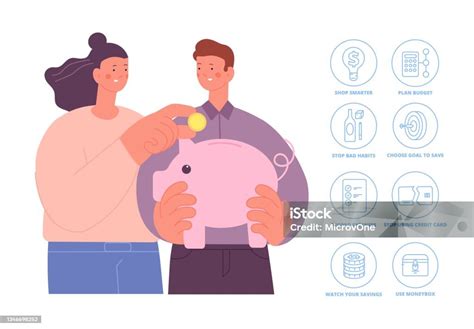 돈을 저축하는 방법 비용 절감 인포그래픽 저축 금융 예산 계획 돼지는 현금을 절약 급여 계획 및 돈 관리 완전한 벡터 개념 가격에 대한 스톡 벡터 아트 및 기타 이미지