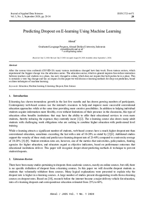 Pdf Predicting Dropout On E Learning Using Machine Learning