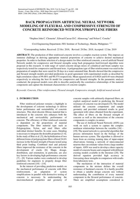 Pdf Back Propagation Artificial Neural Network Modeling Of Flexural And Compressive Strength