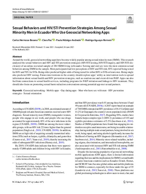Pdf Sexual Behaviors And Hivsti Prevention Strategies Among Sexual