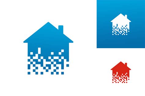 픽셀 디지털 하우스 로고 템플릿 디자인 벡터 엠블럼 디자인 개념 창조적 인 기호 아이콘 집에 대한 스톡 벡터 아트 및 기타