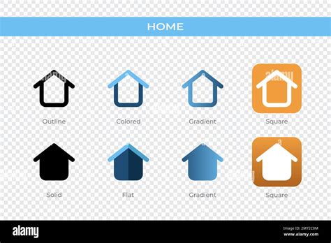 Home Icon In Different Style Home Vector Icons Designed In Outline Solid Colored Gradient