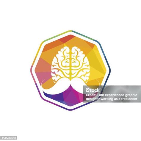 콧수염 마인드 벡터 로고 디자인 템플릿 스마트 브레인 로고 컨셉 건강관리와 의술에 대한 스톡 벡터 아트 및 기타 이미지 건강관리와 의술 과학 기하 도형 Istock