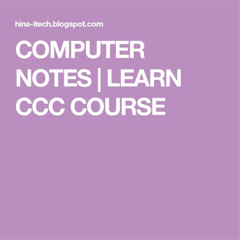Computer Notes Learn Ccc Course Computer Notes Computer Education Computer Literacy