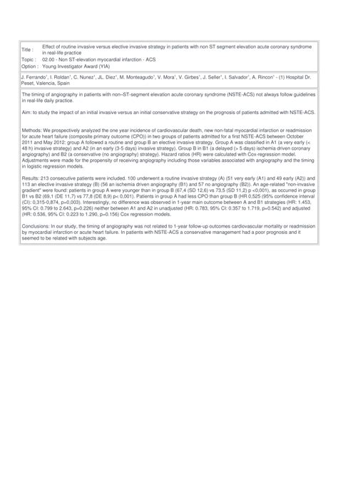 pdf effect of routine invasive versus elective invasive strategy in