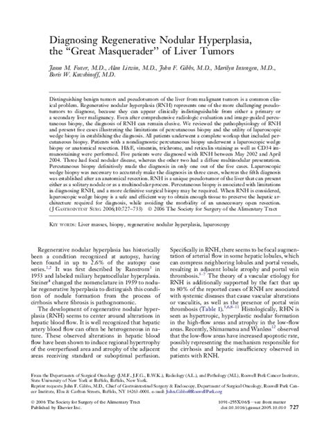 Pdf Nodular Regenerative Hyperplasia After Liver Transplant Its All In The Presentation