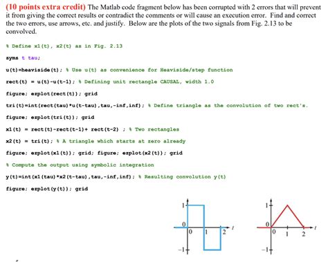 solved 10 points extra credit the matlab code fragment