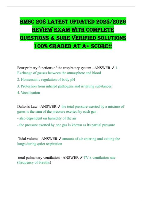 Bmsc 208 Latest Updated 20252026 Review Exam With Complete Questions