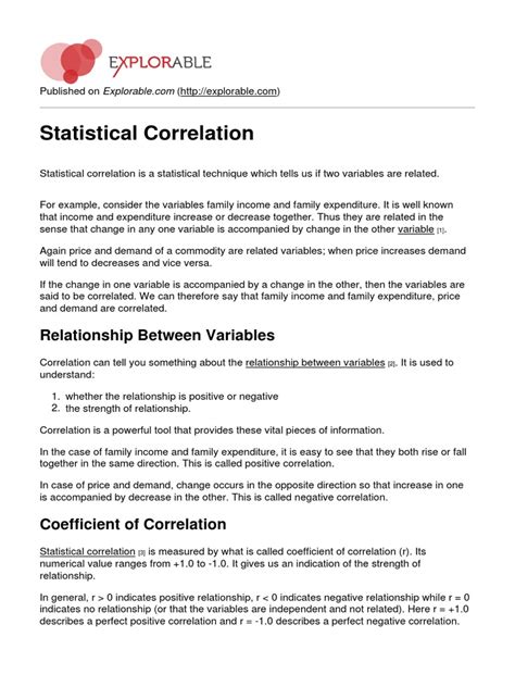 statistical correlation relationship between variables pdf