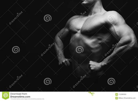Strong Athletic Man Showes Naked Muscular Body Stock Image Image Of Caucasian Show