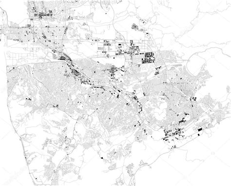 Mapa De Tijuana Vista Satélite Mapa En Blanco Y Negro Callejero Y
