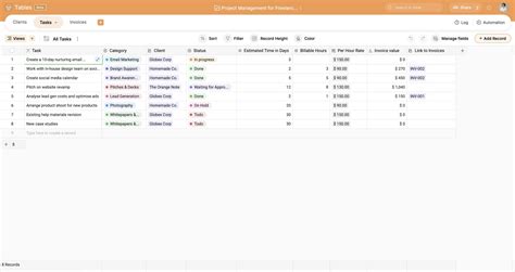Freelance Project Tracker Free Customizable Template Zoho Tables