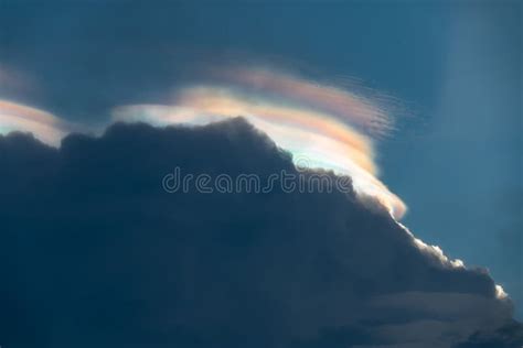 Stunning Rainbow Cloud Or Cloud Iridescence Or Irisation Stock Image