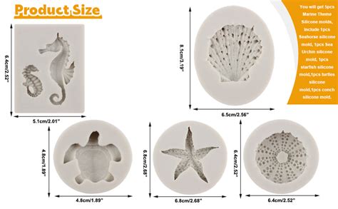 Amazon.com: MYPRACS Marine Theme Fondant Molds Seashell Starfish Seahorse Baking Silicone Molds ...
