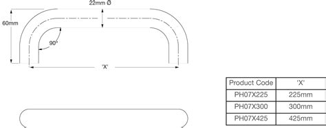 22mm Single Pull Handle ASSA ABLOY