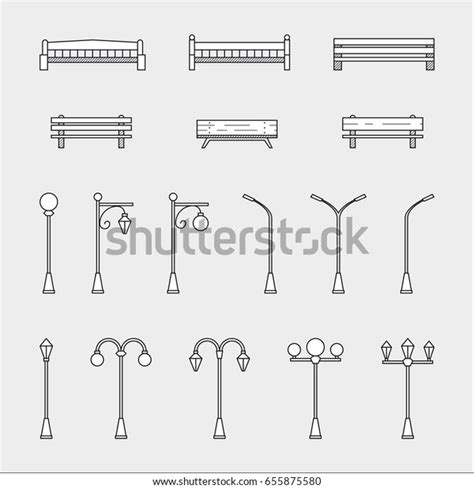 Set Thin Line Flat Style Icons Stock Vector Royalty Free 655875580