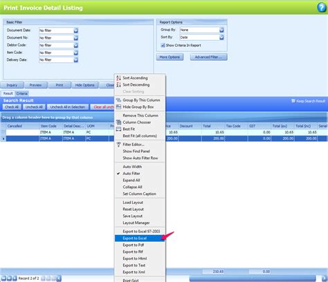 Sales How Do I Export To Excel Format The Further Description Maintained In Document