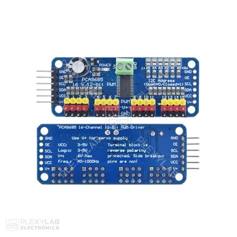 módulo driver para servomotores pca9685 i2c de 16 canales 12 bits