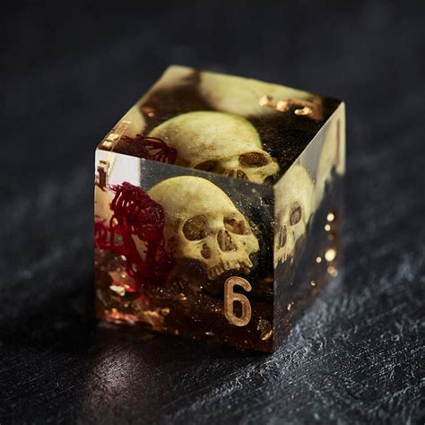 Red Black Coral Skull Resin Dnd Dandd Dice Set Crystalmaggie