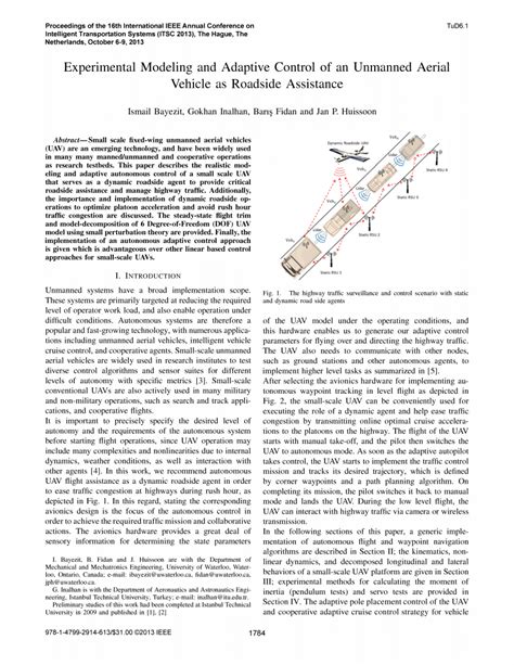PDF Experimental Modeling And Adaptive Control Of An Unmanned Aerial Vehicle As Roadside