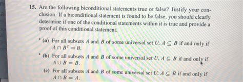 Solved 15 Are The Following Biconditional Statements True