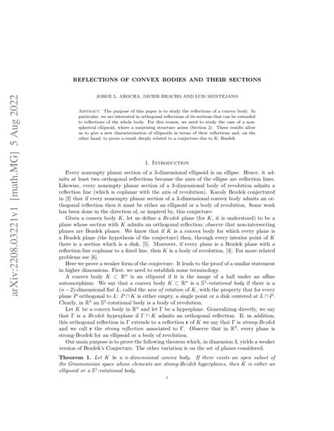 Pdf Reflections Of Convex Bodies And Their Sections