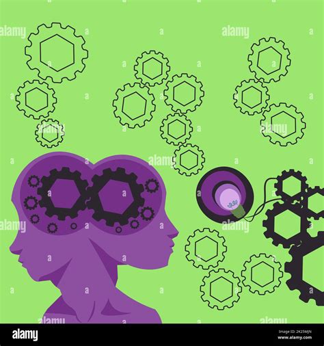 Two Heads With Cogs Showing Technology Ideas Gears In Brain Symbols