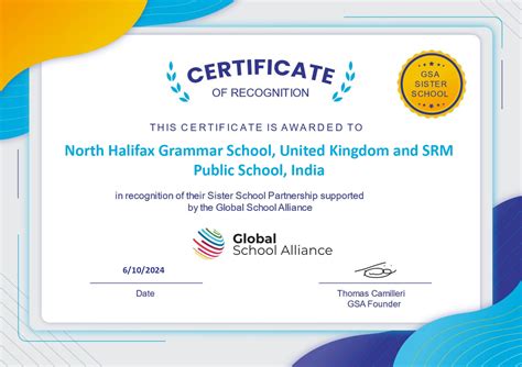 Certificate Of Recognition Global School Alliance Srm Public School