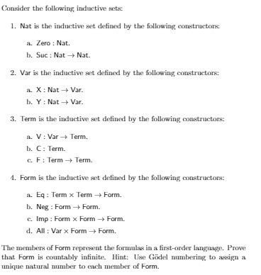 Consider The Following Inductive Sets Nat Is The Chegg