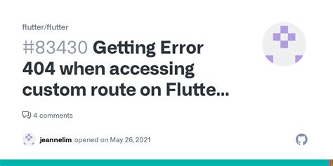 getting error 404 when accessing custom route on flutter web running