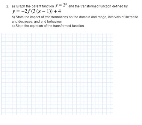 Solved Must Use Pre Calc A Graph The Parent Function Y X Chegg