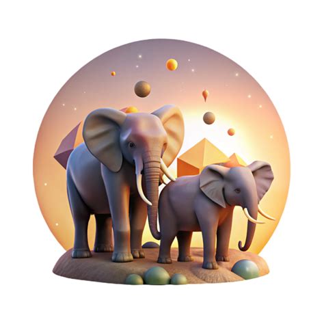 Extraordinary Abstract African Elephant Herd Silhouette Isolated Grey