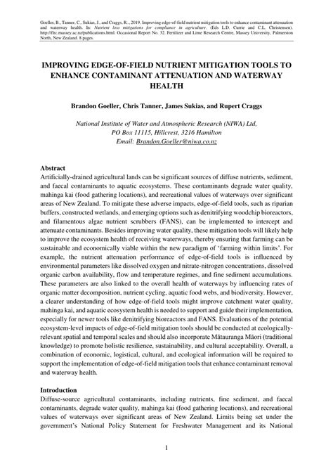 Pdf Improving Edge Of Field Nutrient Mitigation Tools To Enhance Contaminant Attenuation And