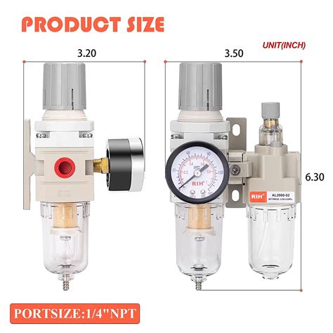 Buy Rih Pneumatics 14 Npt Compressed Air Filter Regulator Lubricator