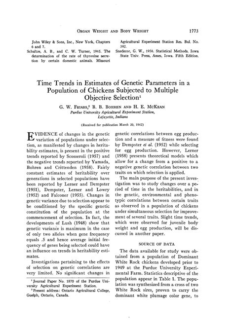 Pdf Time Trends In Estimates Of Genetic Parameters In A Population Of Chickens Subjected To