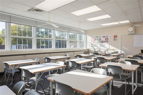 Classroom Windows With Sunlight Premium Ai Generated Image