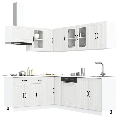 Berkfield 11 Piece Kitchen Cabinet Set Lucca White Engineered Wood