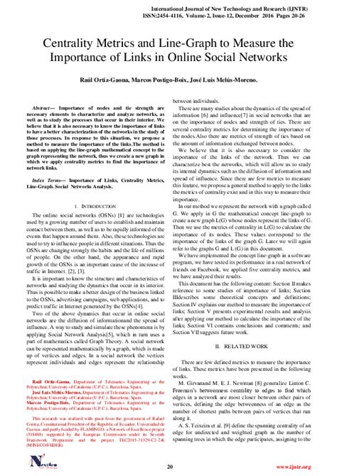 Pdf Centrality Metrics And Line Graph To Measure The Importance Of