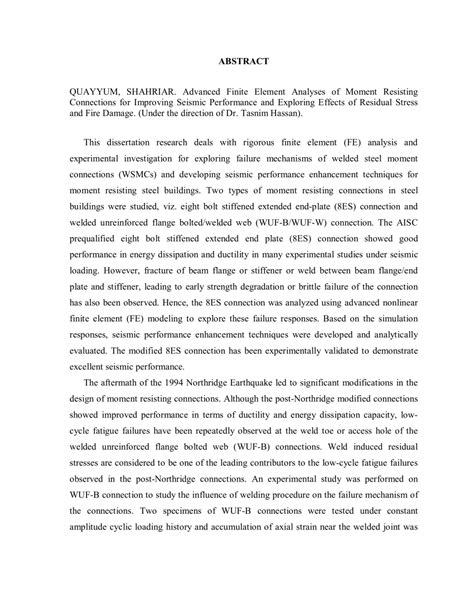 Pdf Advanced Finite Element Analyses Of Moment Resisting Connections For Improving Seismic