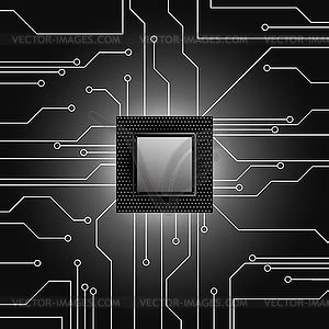Cpu Microprocessor Microchip Circuit Board White Black Vector