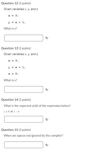 Solved Question 12 2 Points Given Variables X Y And Z X