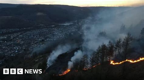 Wildfires Crews Battle Flames Overnight Across Wales