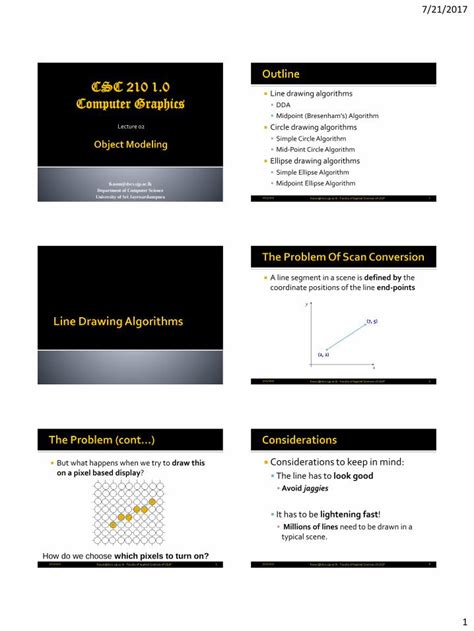 Pdf Csc 210 10 Computer Graphics Fileline Drawing Algorithms Dda Midpoint