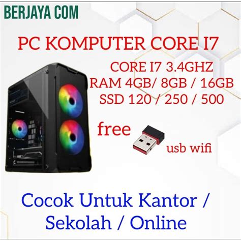 Jual Core I7 16gb Ram 500gb Ssd Case Transparan Pc Rakitan Komputer Kantor Cpu